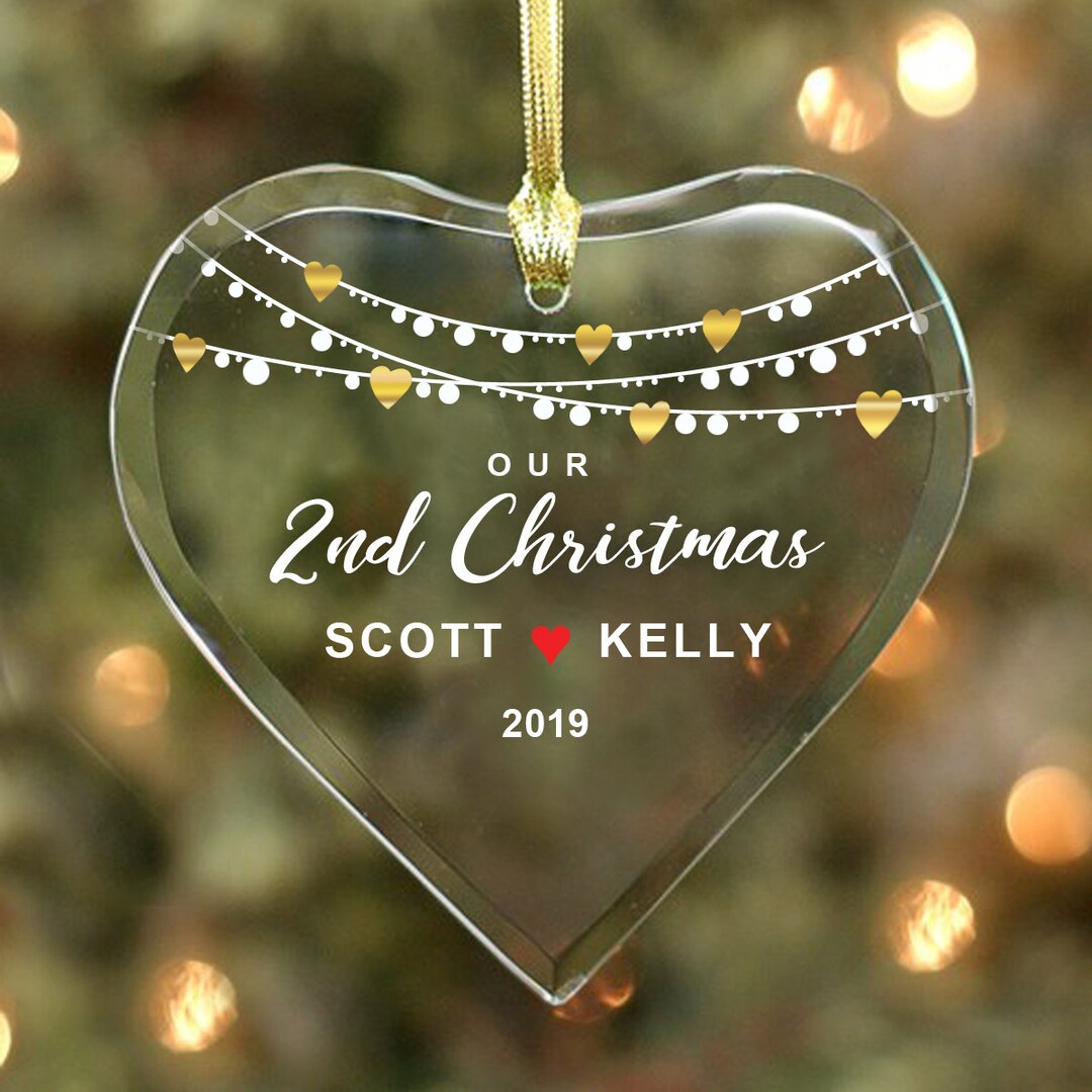 Our 2nd Christmas - Couple’s Glass Heart Ornament - Personalized With ...