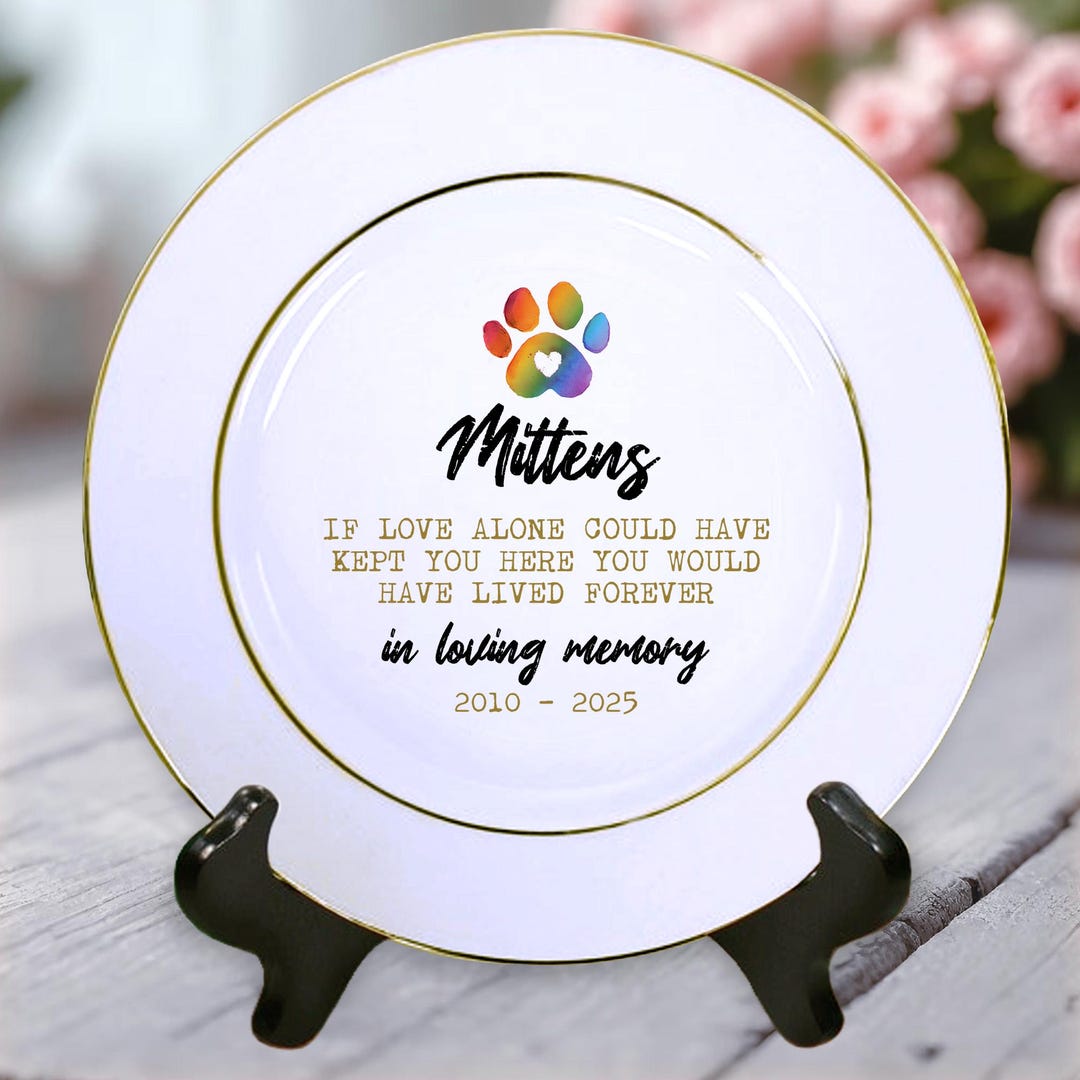 In Loving Memory. Personalized Pet Memorial Plate - With Name and Years ...