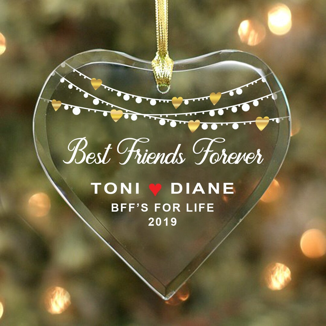 Best Friends Forever - Glass Heart Ornament - Personalized With Names ...