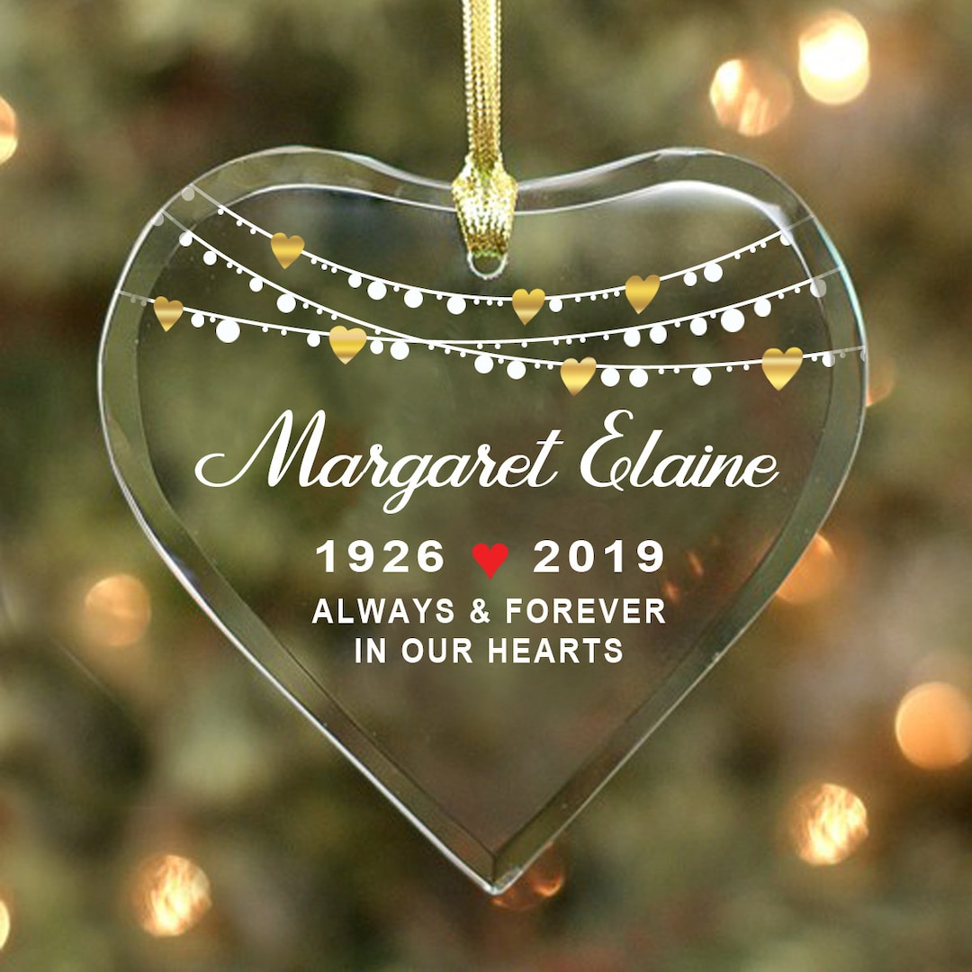 Always & Forever in Our Hearts - Glass Heart Ornament - Personalized ...