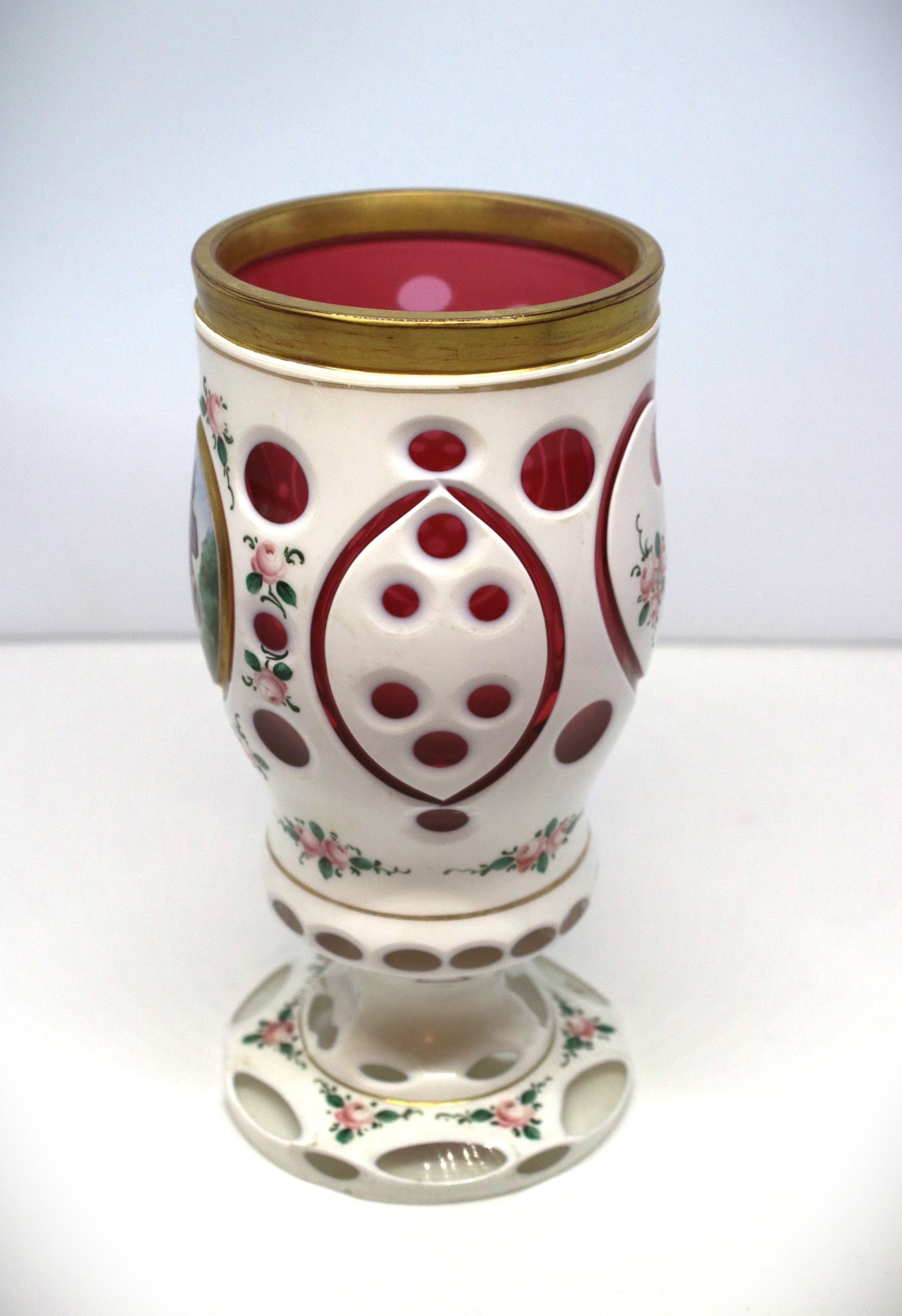 Antique Crystal Vase / Biedermeier / Austria /bohemian Crystal - Etsy