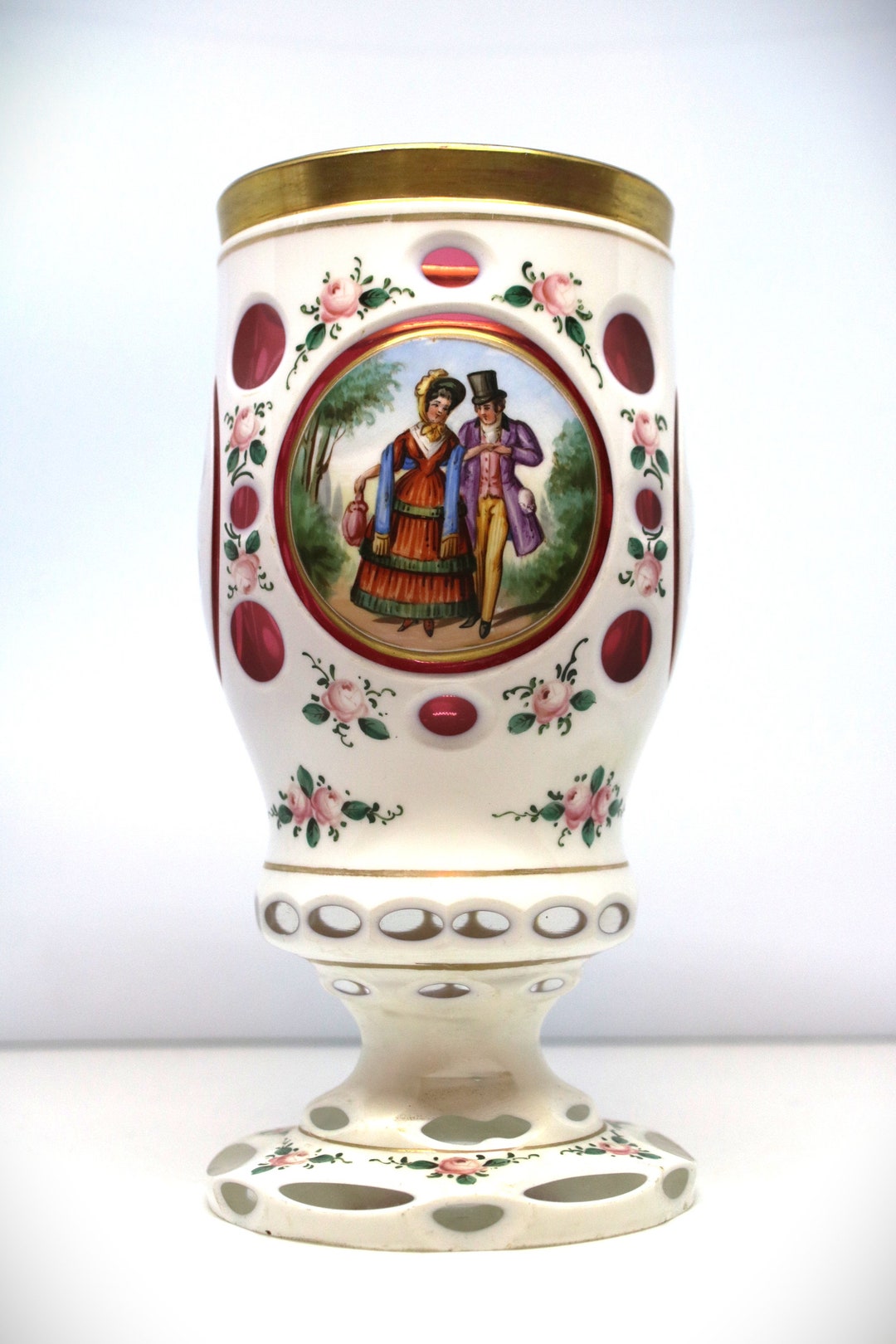 Antique Crystal Vase / Biedermeier / Austria /bohemian Crystal - Etsy