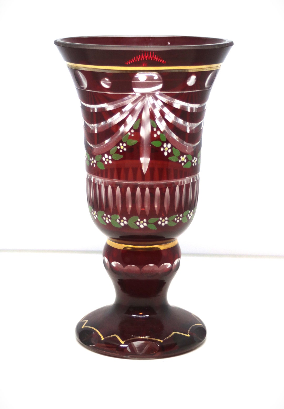 Antique Crystal Vase / Biedermeier / Austria /bohemian Crystal - Etsy