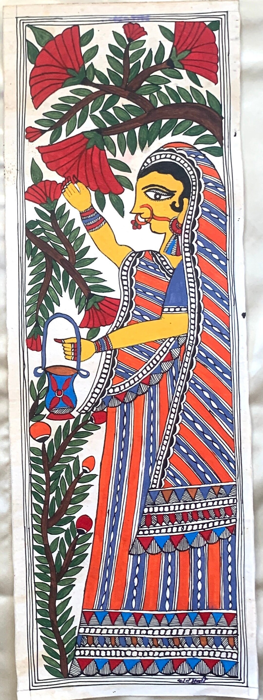 Vintage Hand-painted Madhubani Paintings From Bihar, India on Paper ...