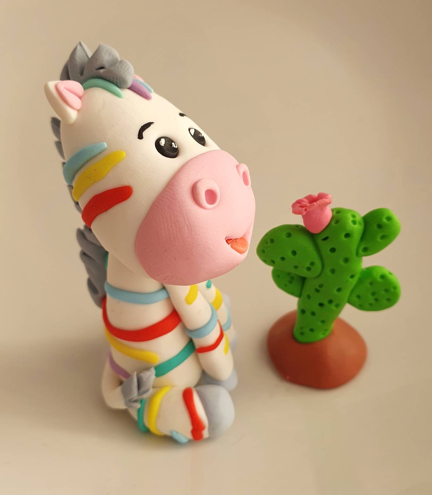 Zebra Cake Topper, Rainbow Zebra Figurine, Cute Colorful Zebra - Etsy