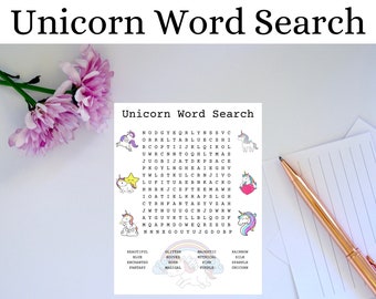 Unicorn Word Search Game. Printable Word Search. Instant Digital ...