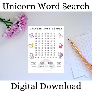Unicorn Word Search Digital Download - Etsy