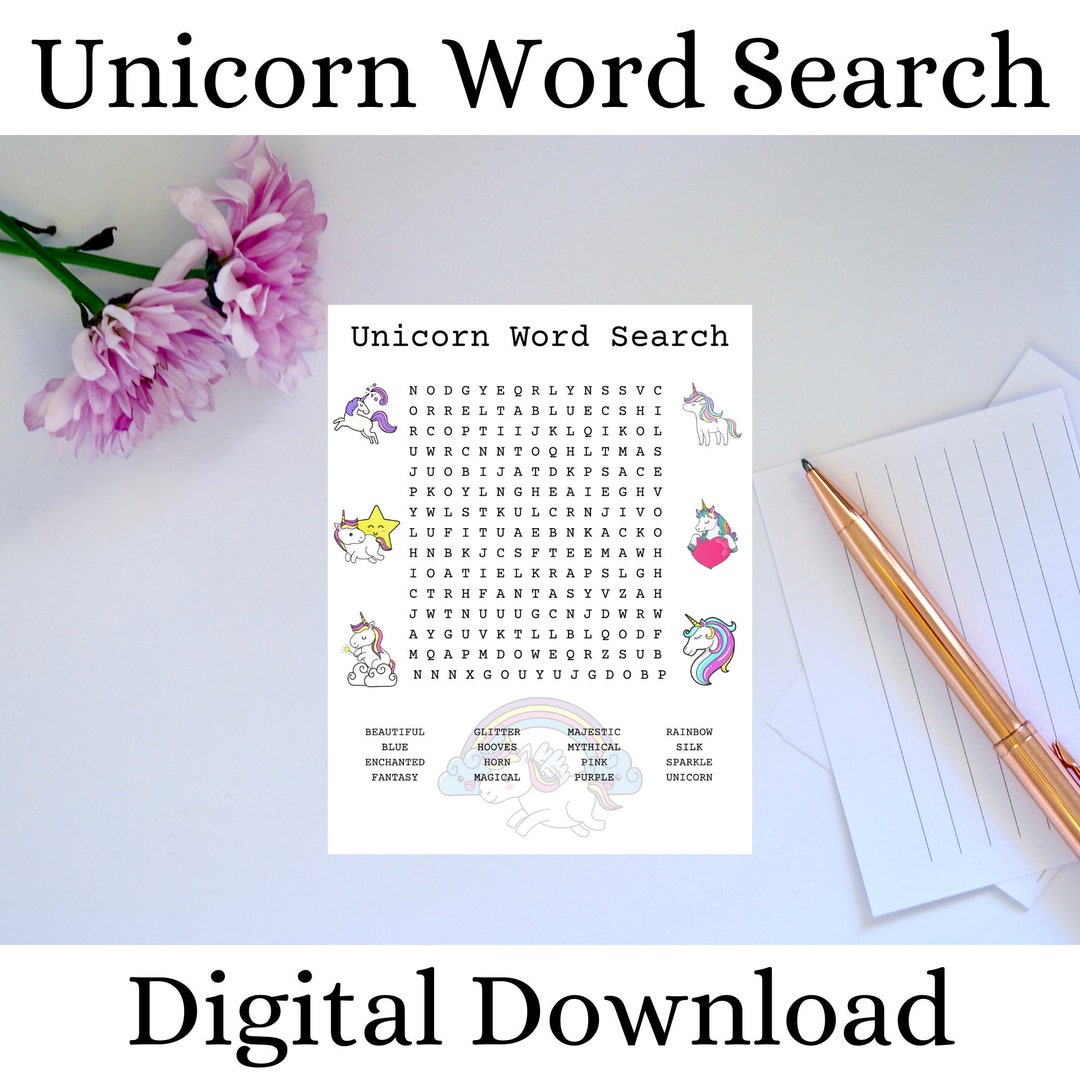 Unicorn Word Search Digital Download - Etsy