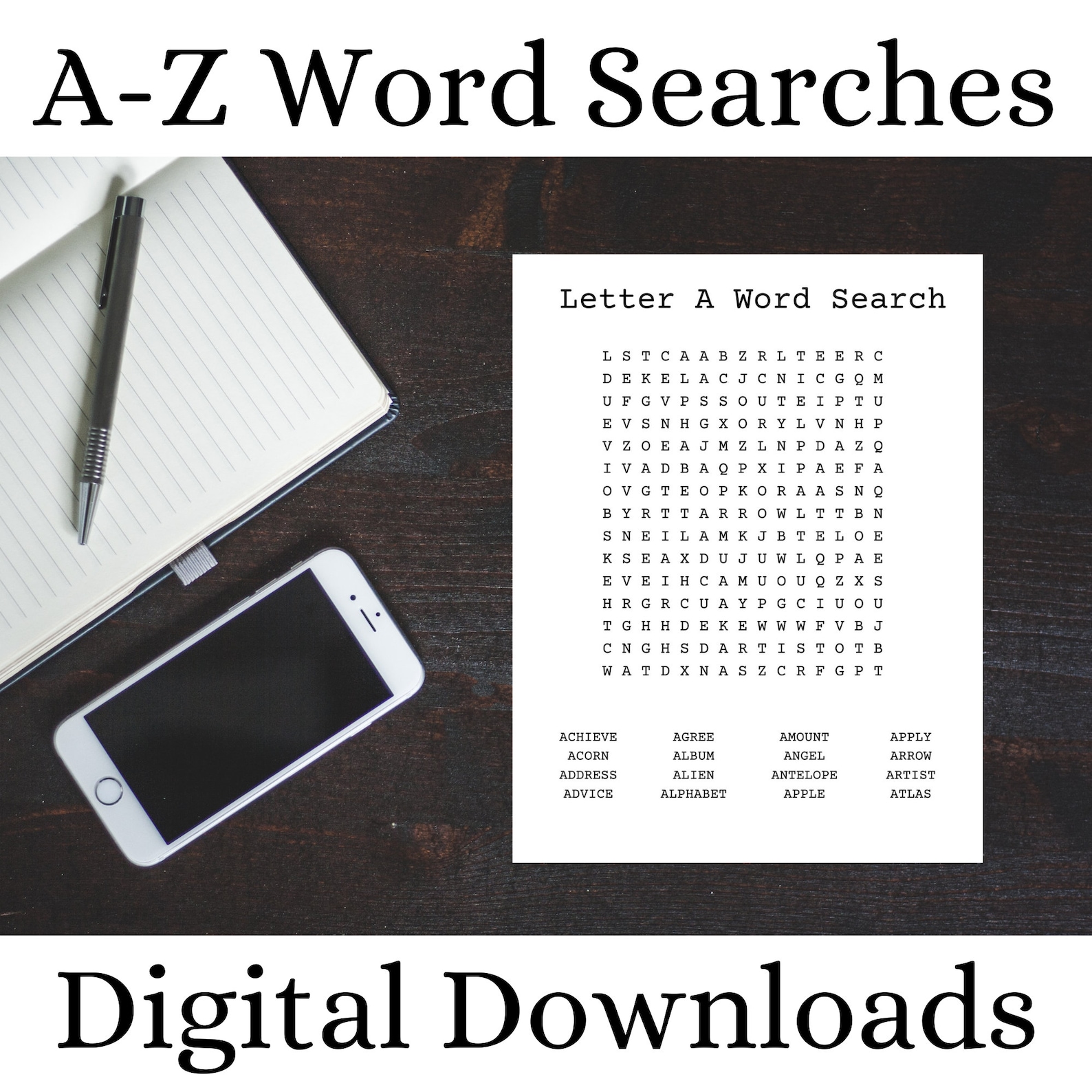 A-Z Letter Word Searches Bundle Digital Downloads - Etsy