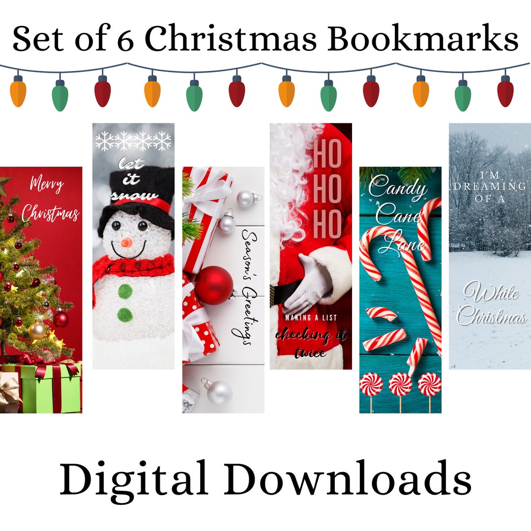 Set of 6 Christmas Bookmarks Digital Downloads - Etsy