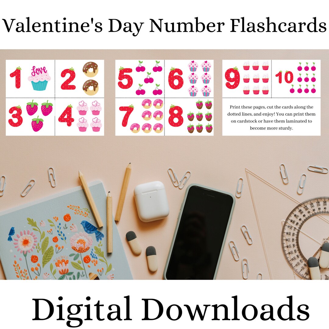 Valentine's Day Number Flashcards Digital Download - Etsy