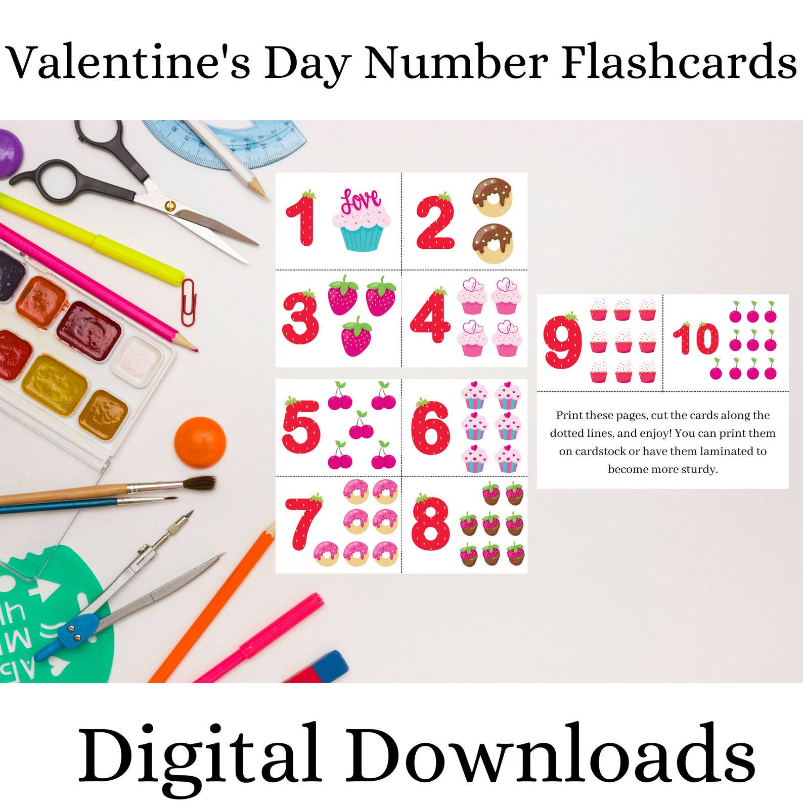 Valentine's Day Number Flashcards Digital Download - Etsy