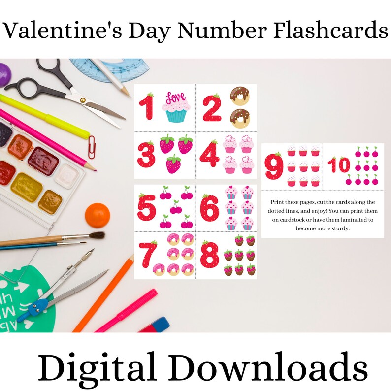Valentine's Day Number Flashcards Digital Download - Etsy
