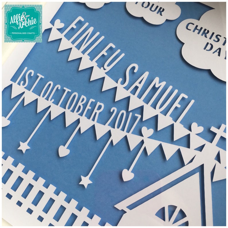 Personalised Christening Paper Cut Frame Christening Gift | Etsy