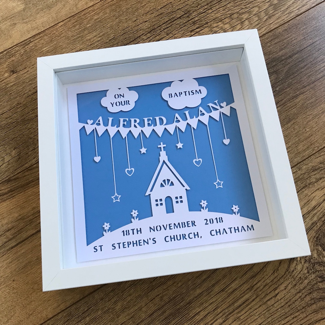 Personalised Baptism Gift Baptism Paper Cut in Frame - Etsy