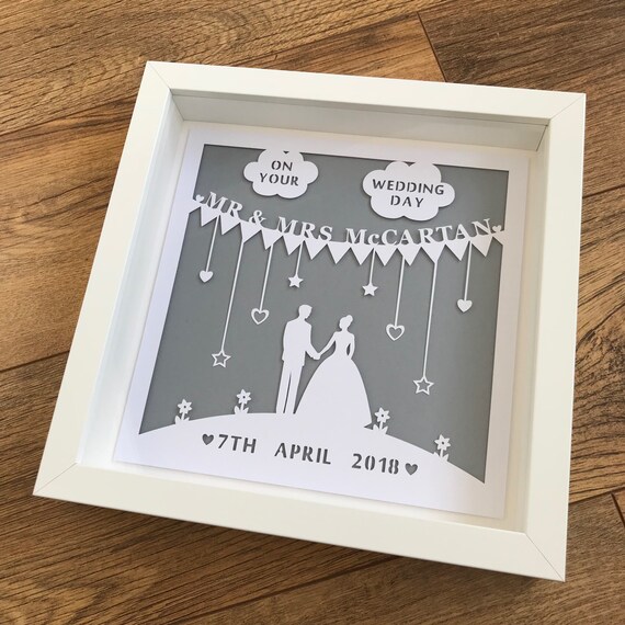 Personalised Wedding Gift Framed Papercut With Bride and | Etsy