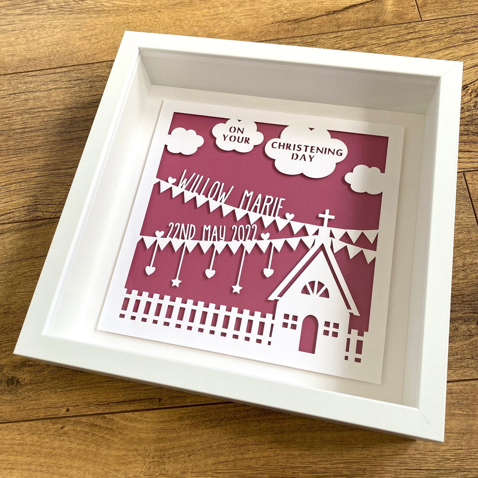 Personalised Christening Paper Cut Frame Christening Gift - Etsy