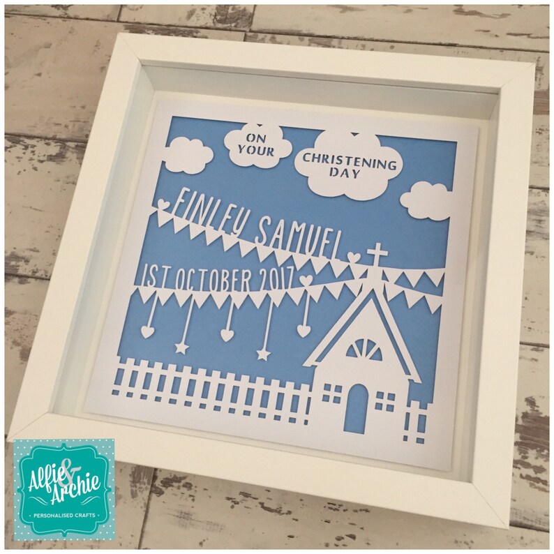 Personalised Christening Paper Cut Frame Christening Gift | Etsy