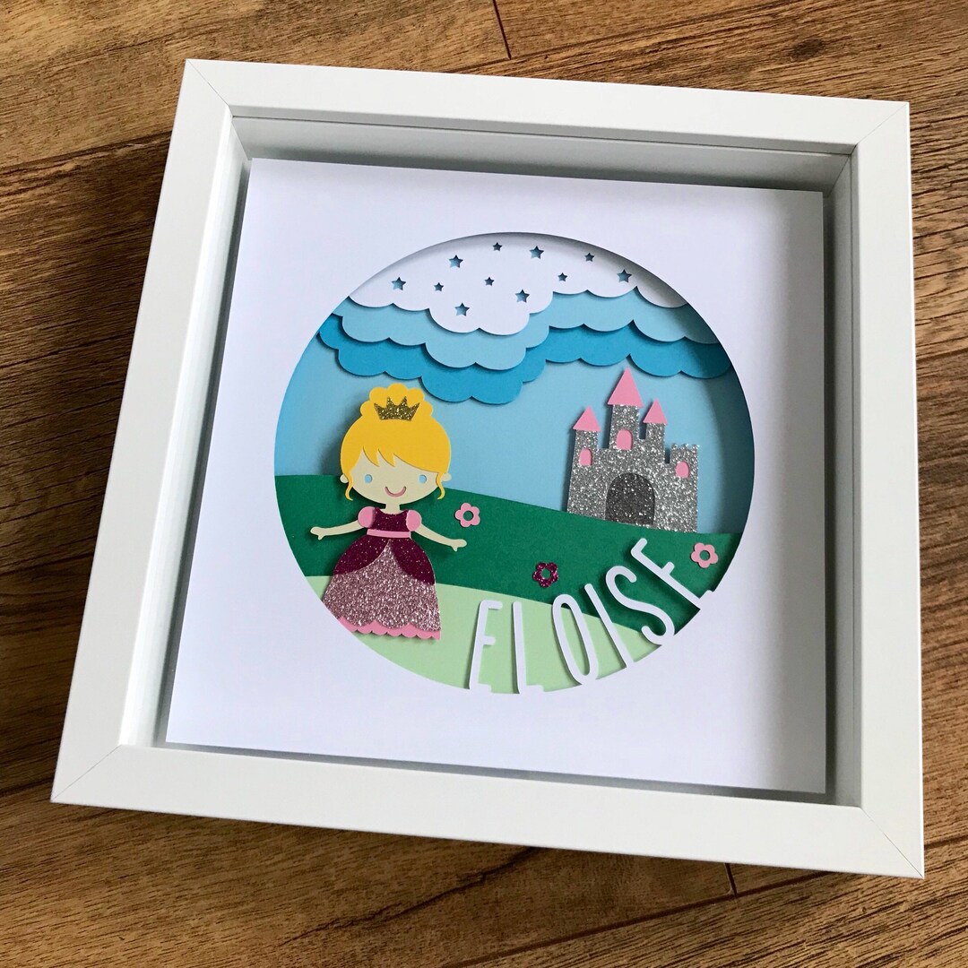 Personalised Princess and Castle Paper Cut Box Frame Nursery Decor ...