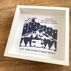 Personalised Retirement Camper Van, Car and Motor Home Paper Cut Frame ...
