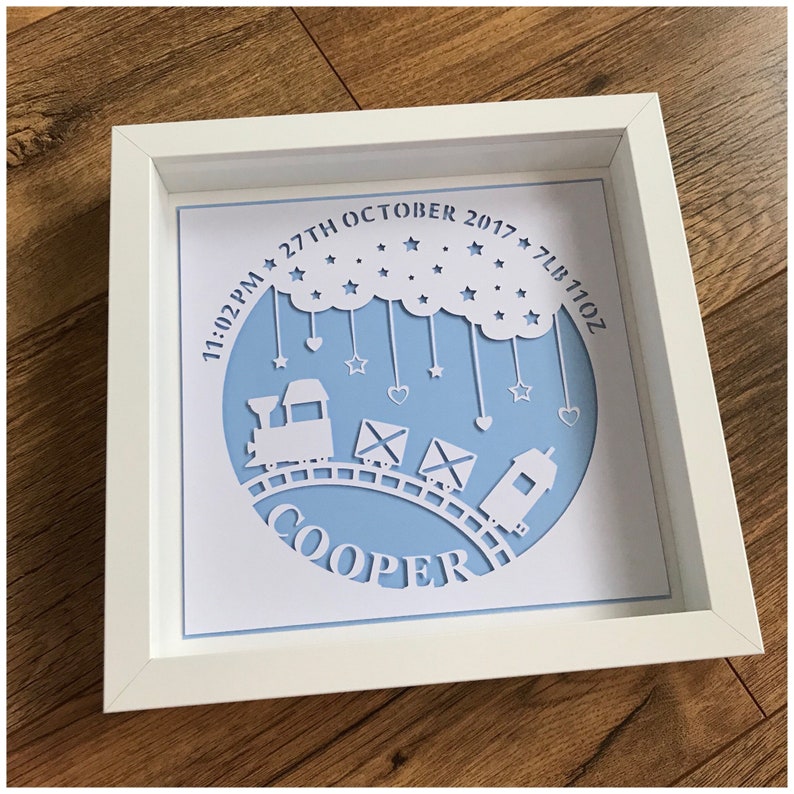 Personalised New Baby Papercut Train Frame With Birth Details - Etsy UK