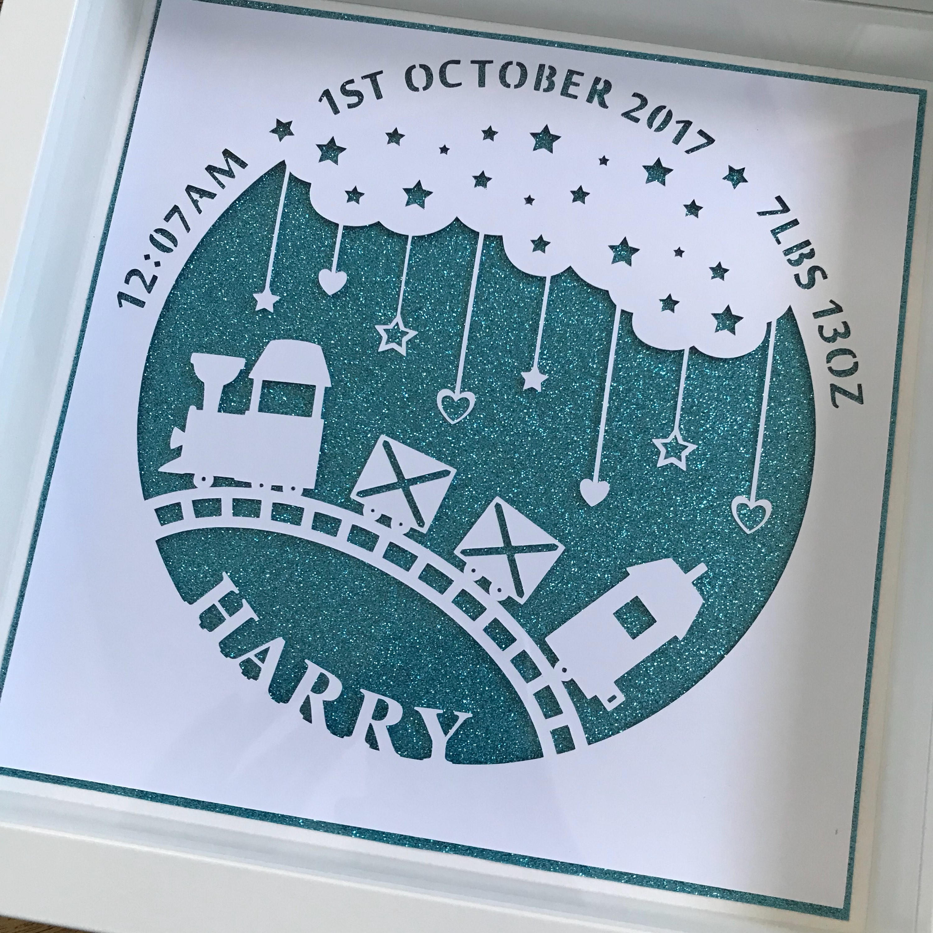 Personalised New Baby Papercut Train Frame With Birth Details - Etsy UK