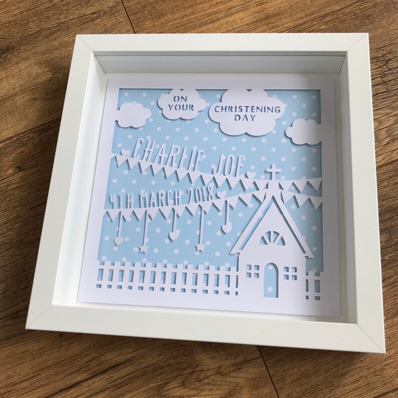 Personalised Christening Paper Cut Frame Christening Gift | Etsy