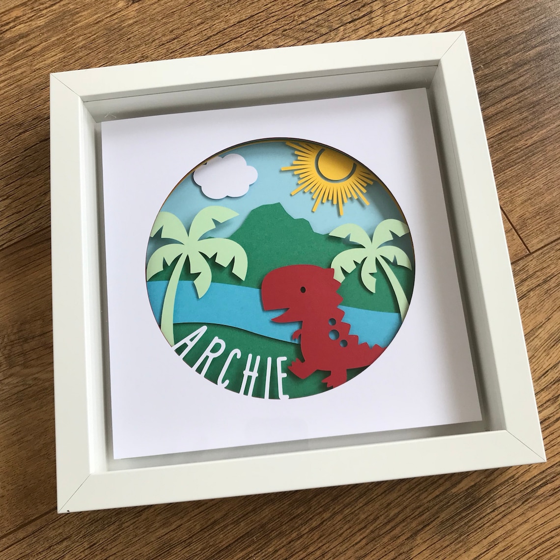 Personalised Dinosaur Paper Cut Box Frame Nursery Decor New - Etsy ...