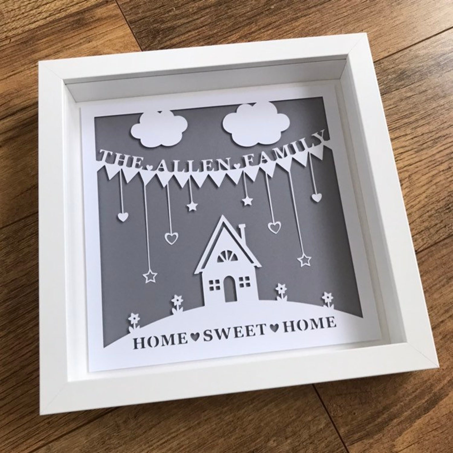 Personalised New Home Gift New Home Paper Cut Frame Family - Etsy UK