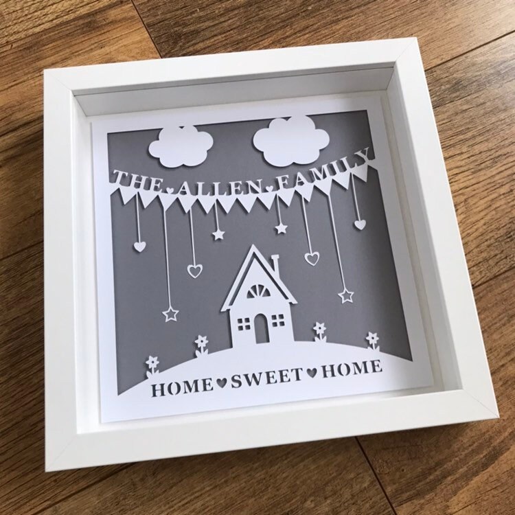Personalised New Home Gift New Home Paper Cut Frame Family - Etsy UK