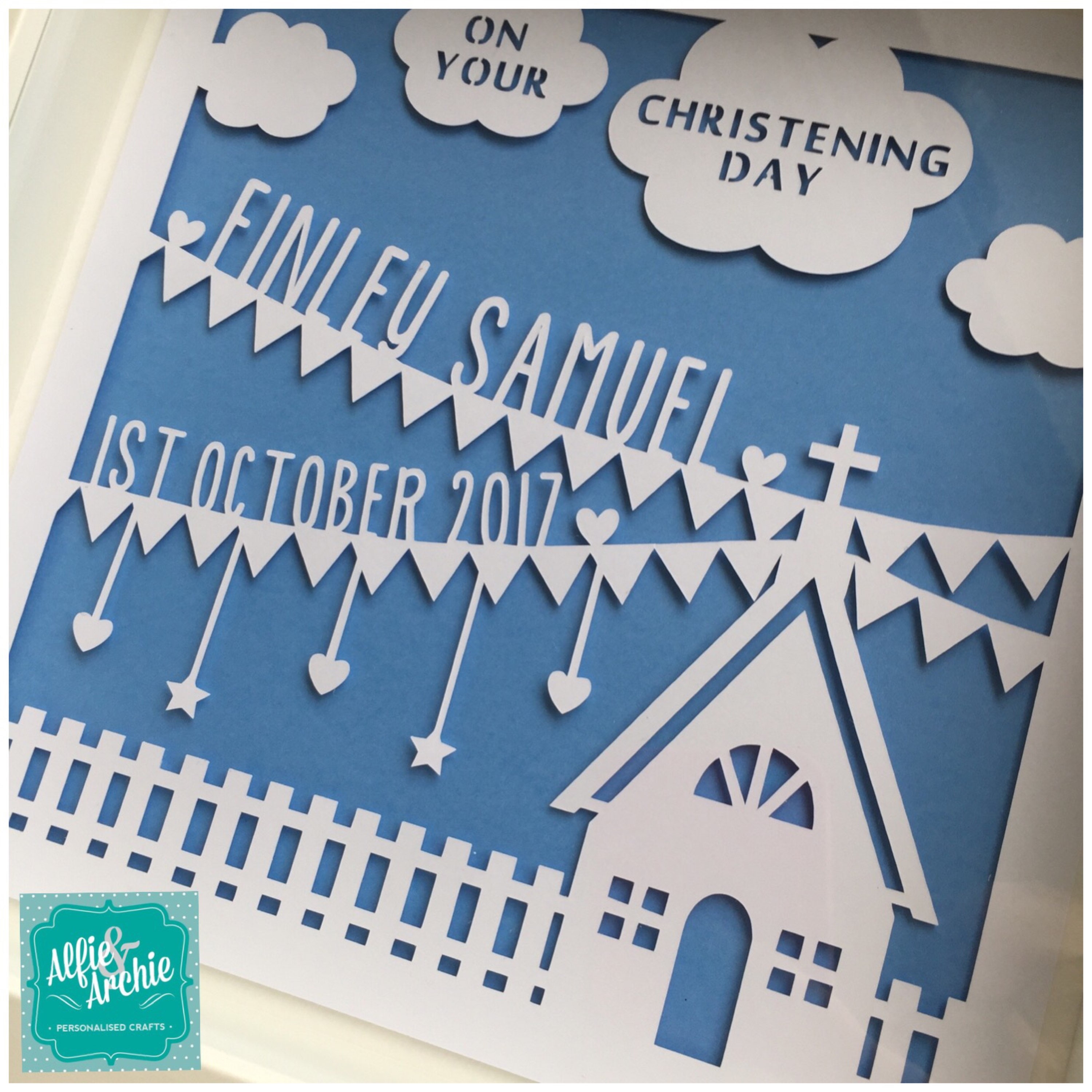 Personalised Christening Paper Cut Frame Christening Gift | Etsy