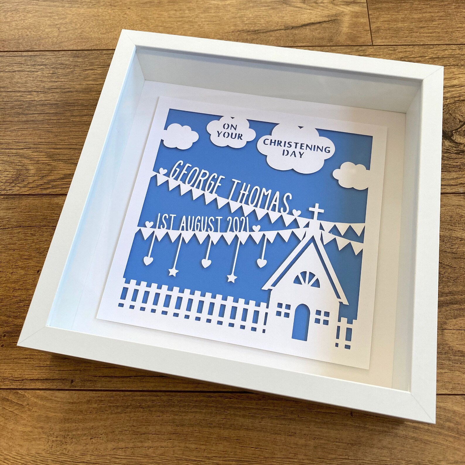 Personalised Christening Paper Cut Frame Christening Gift - Etsy