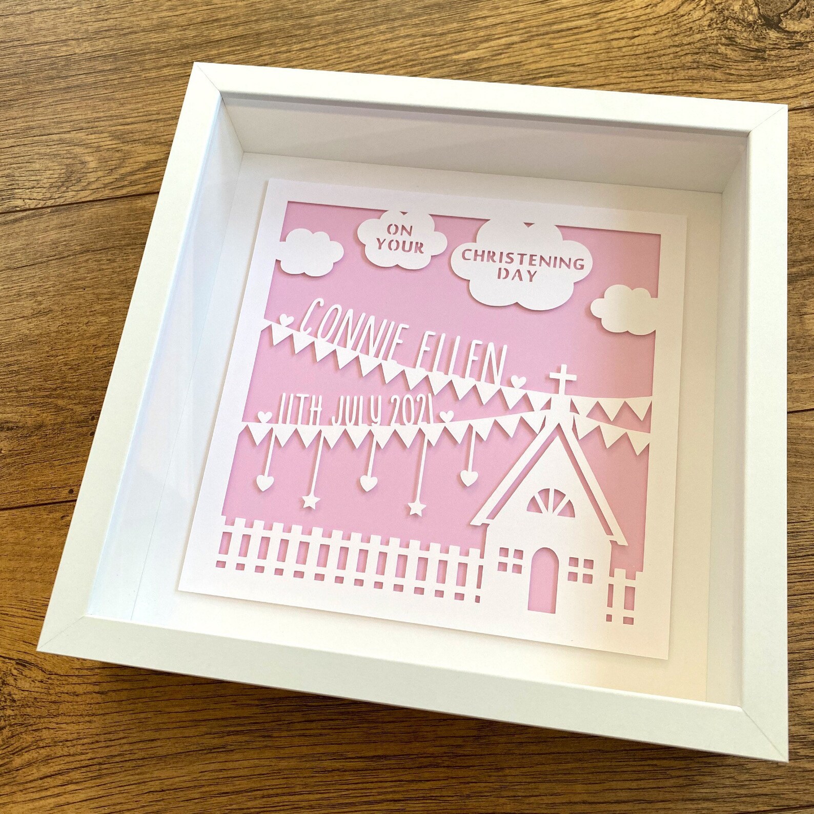 Personalised Christening Paper Cut Frame Christening Gift - Etsy