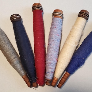 Antique Wood Bobbins, Vintage Textile Spools, New England Mill, Wound ...