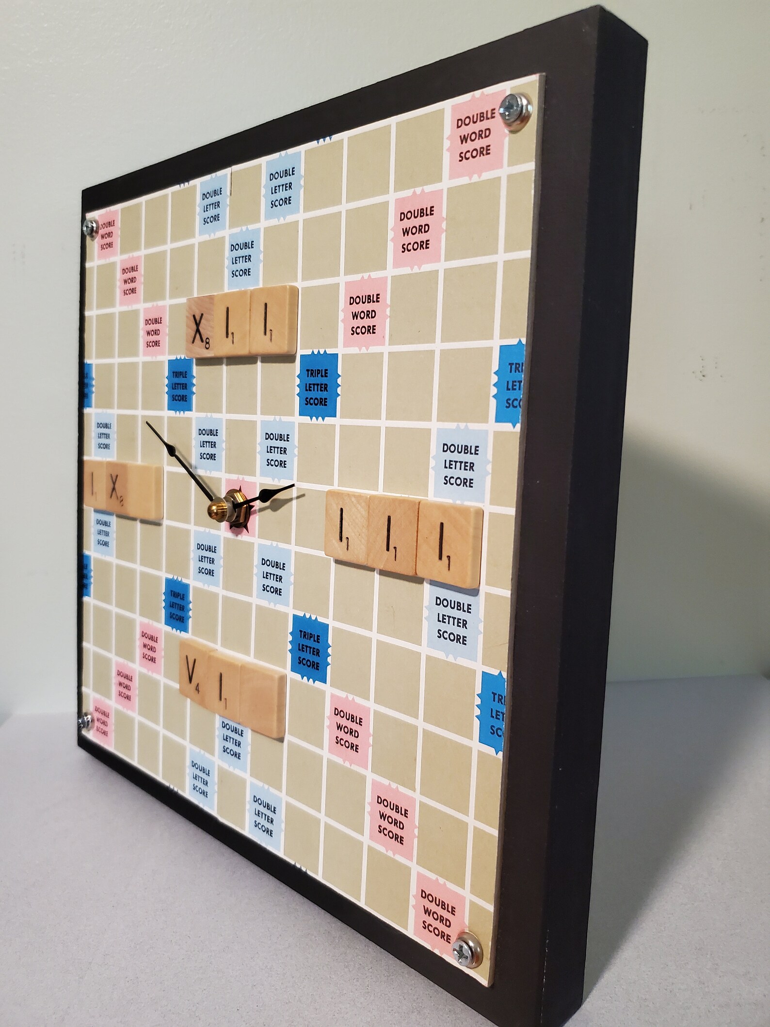 Scrabble Board Clock, Battery Operated Wall Clock, Roman Numerals ...