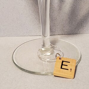 Set of 4 Scrabble Tile Wine Glass Charms, Your Choice of Tiles, Clear ...