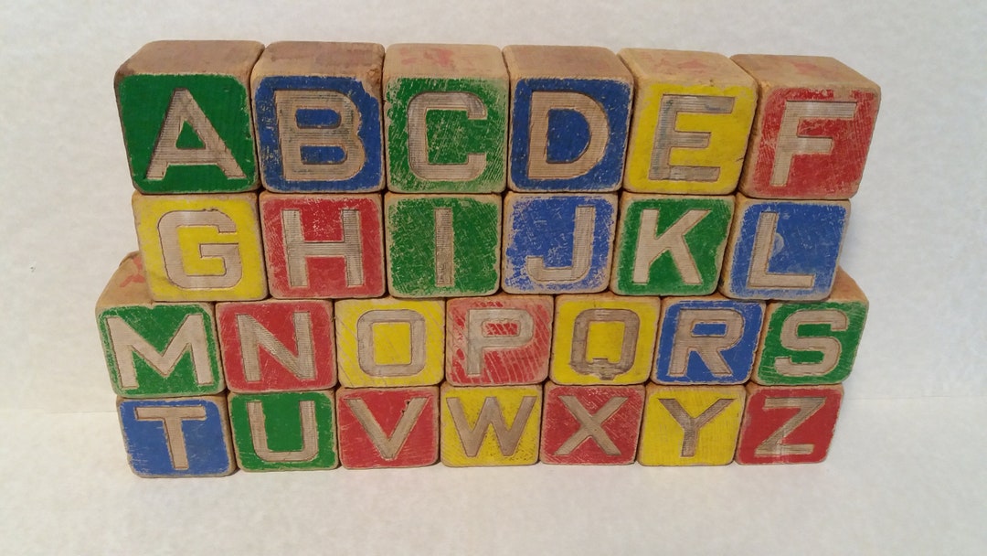 Disney Wooden Alphabet Blocks, Vintage Wooden Blocks, 1950's ...