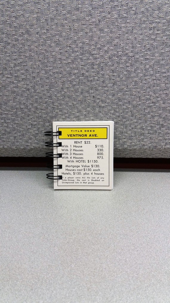 Ventnor Ave. Monopoly Notepad Journal Spiral Bound Notebook | Etsy