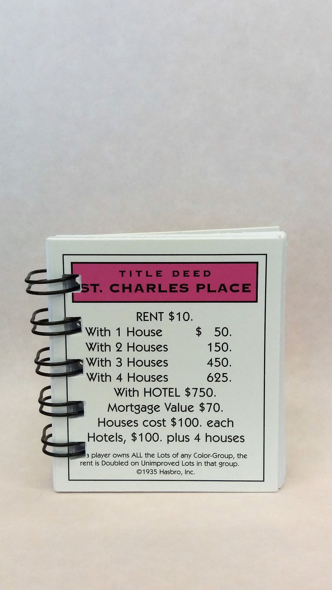 St. Charles Place, Monopoly Journal Notepad, Spiral Bound Notebook ...