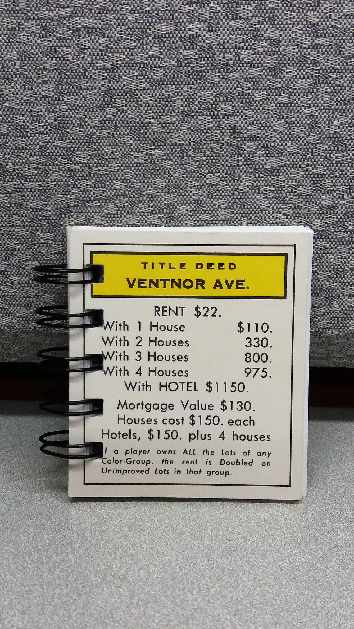 Ventnor Ave. Monopoly Notepad Journal Spiral Bound Notebook - Etsy