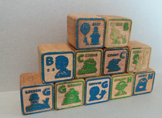 Sesame Street Block Vintage Wooden Alphabet Blocks Block | Etsy