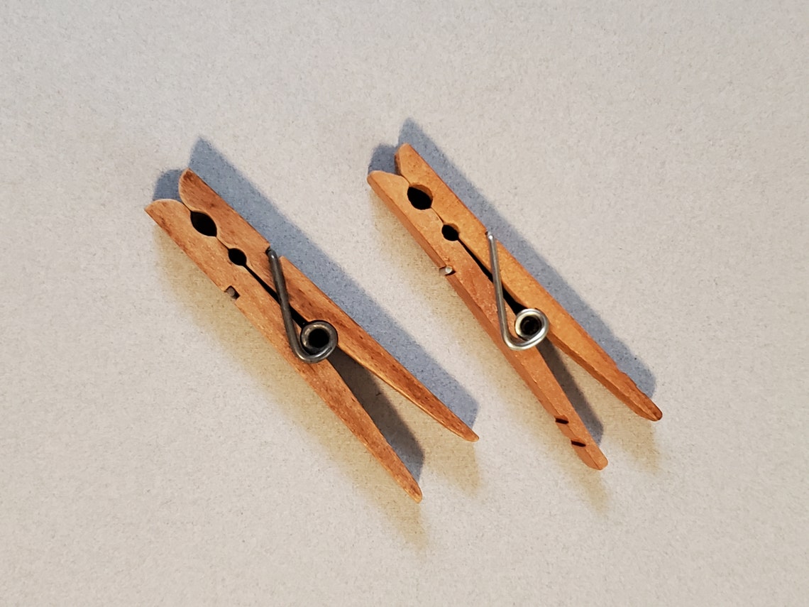 Vintage Weathered Wooden Clothes Pins Spring Loaded Set of - Etsy