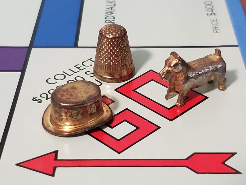 Brass Vintage Monopoly Pieces Metal Game Tokens Gold - Etsy