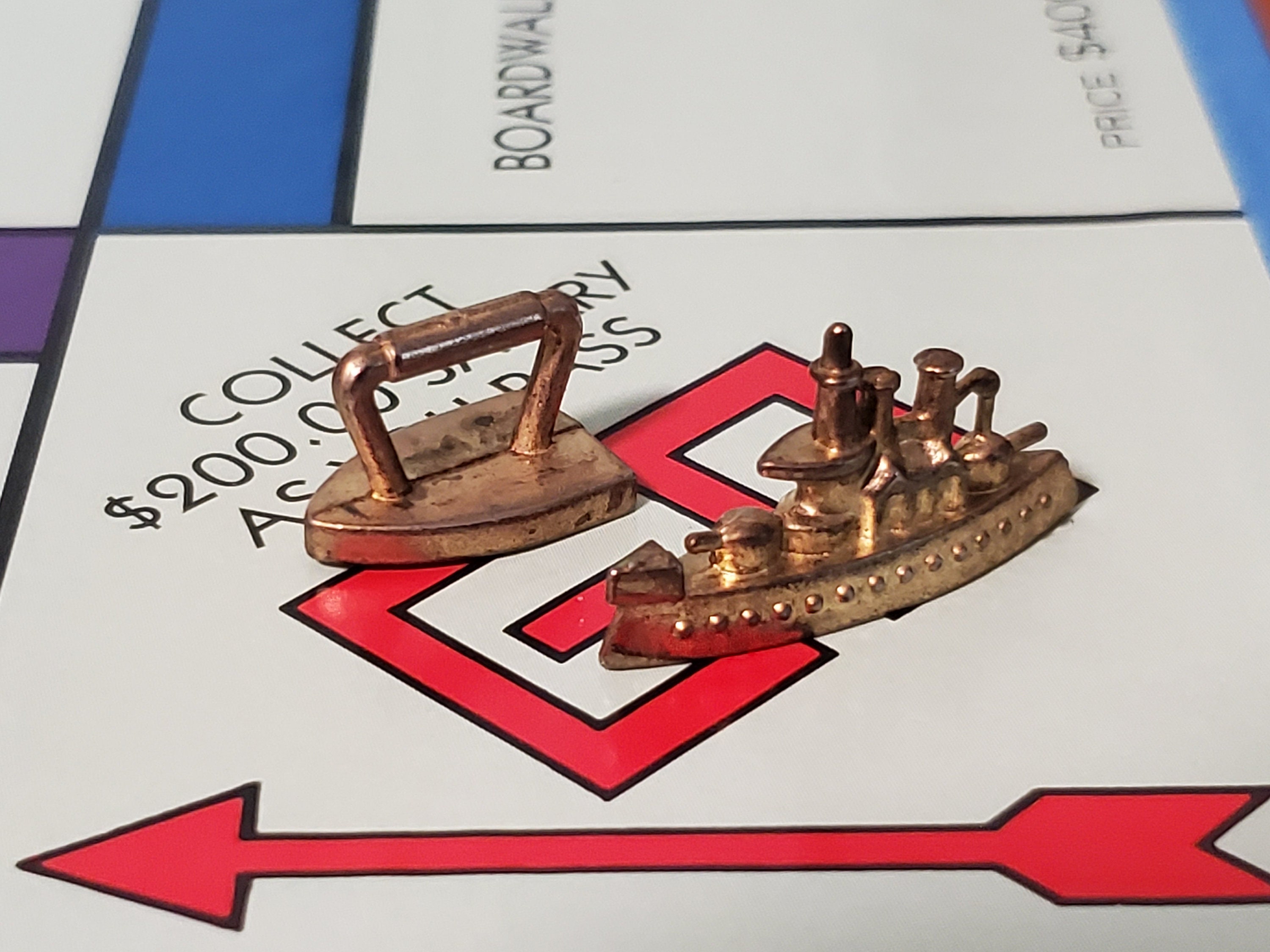 Brass Vintage Monopoly Pieces Metal Game Tokens Gold - Etsy