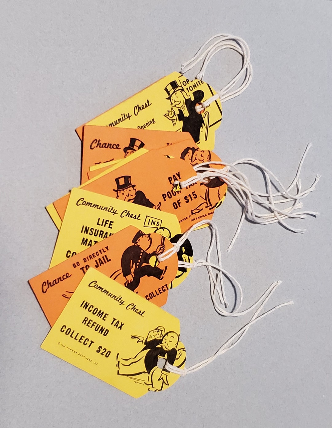 Set of 10 Monopoly Gift Tags, Chance Cards, Community Chest Cards, Pre ...