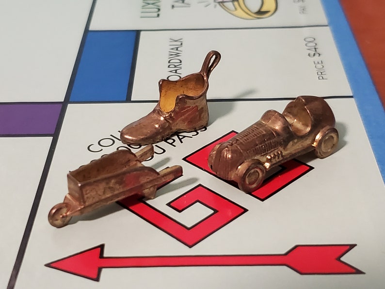 Brass Vintage Monopoly Pieces Metal Game Tokens Gold - Etsy