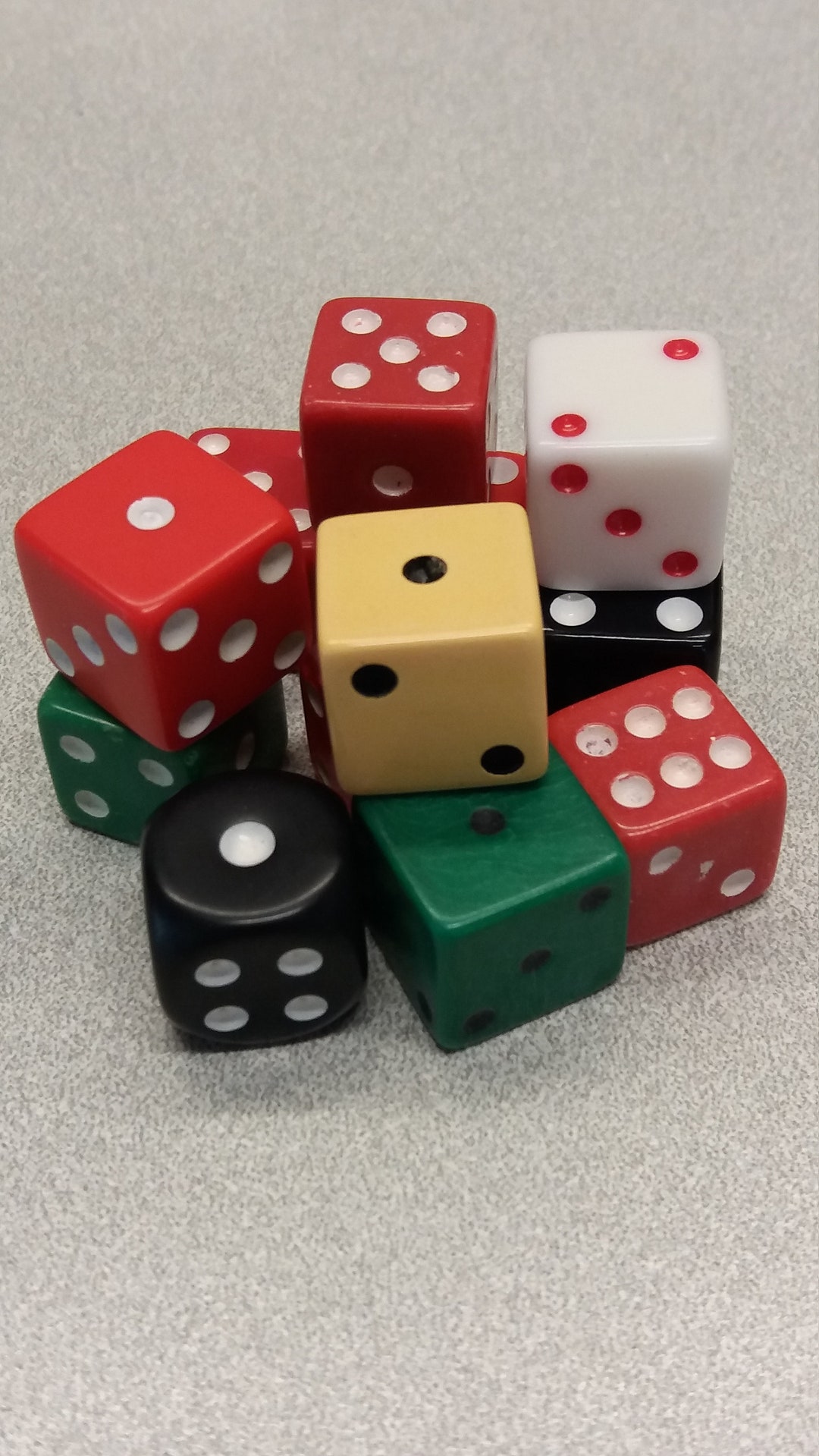 Vintage Plastic Dice, Dice by the Dozen, Good Luck Charm, Mixed Media ...