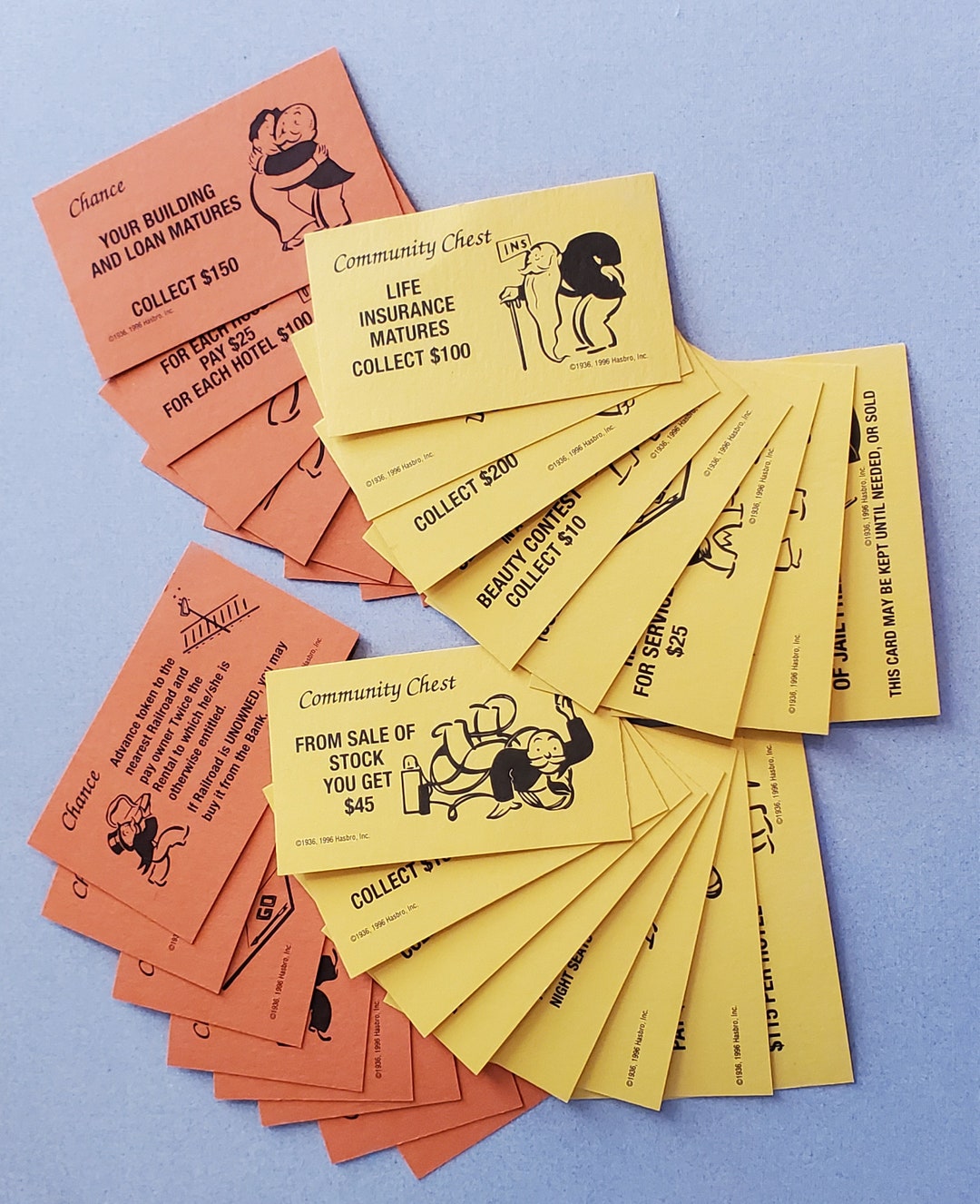 Complete Set of 32 Chance and Community Chest Monopoly Cards, Vintage ...