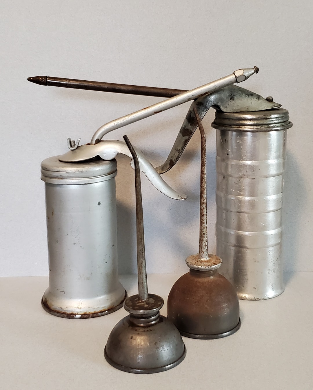 Vintage Metal Oil Cans, Oilers, Eagle, Champion, Thumb Oiler, 1940-1950 ...