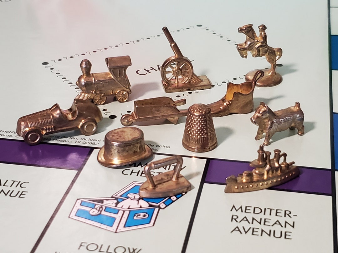 Brass Vintage Monopoly Pieces, Metal Game Tokens, Gold Replacement ...